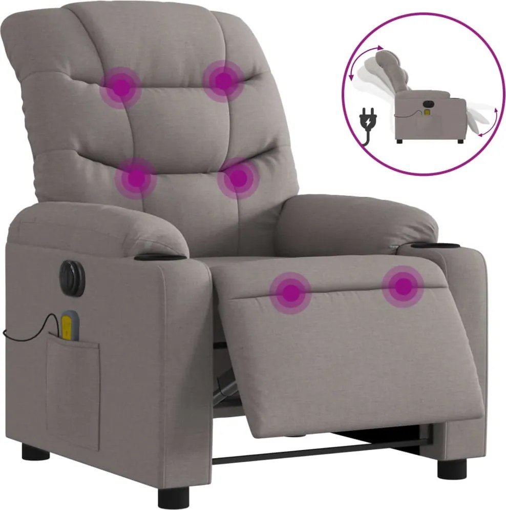 Elektrické masážní polohovací křeslo taupe textil 3206643