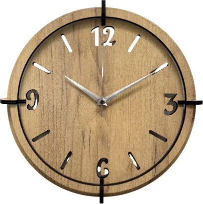 Dřevěné nástěnné hodiny 30-50 cm - moderní dubový design hodiny | SENTOP HDF0601-GOLD-OAK
