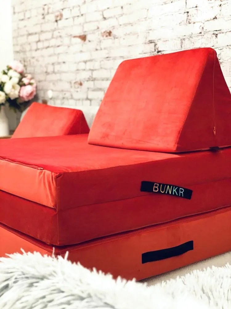 BUNKR - MALINOVĚ RŮŽOVÁ BARVA -Skládací dětské matrace, gauč, přistýlka pro malé i velké