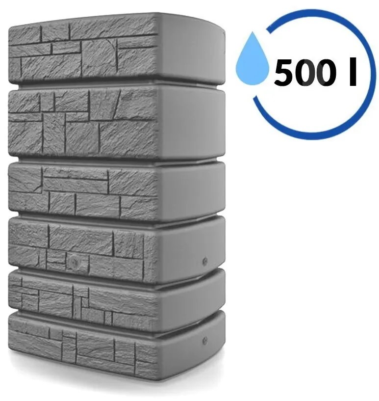 Prosperplast Sud na dešťovou vodu TOWER STONE 500l, šedý