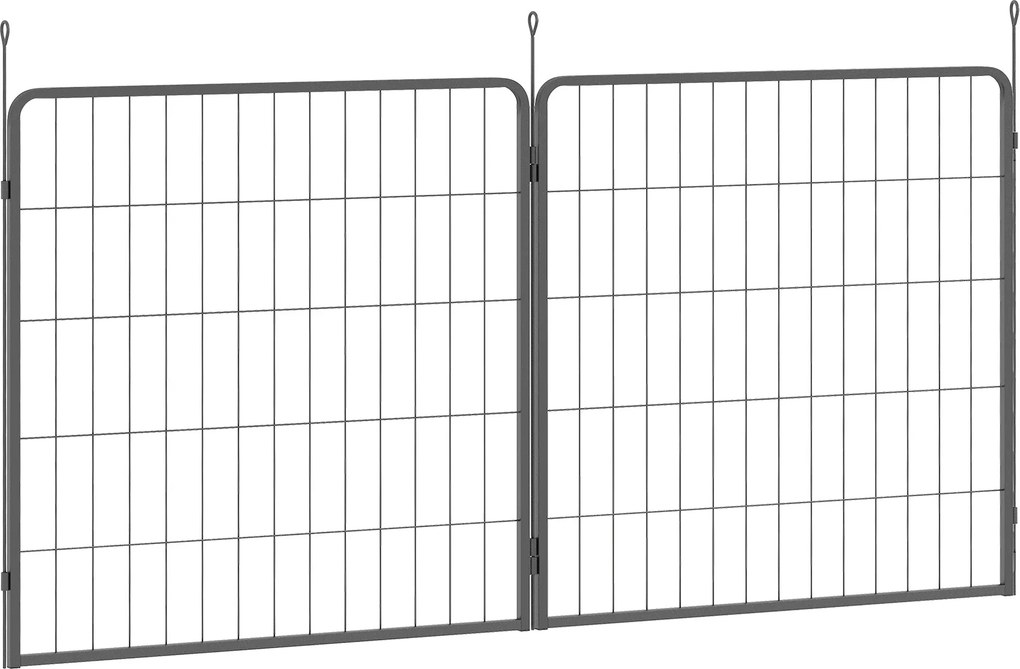 PawHut 2dílné rozšíření 2 panelů plotu pro psy pro hrací arénu, 80 x 80 cm ocelový plot pro štěňata, pro malé a střední psy | Aosom