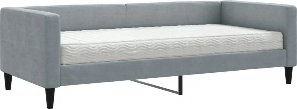 Válenda s matrací světle šedá 90 x 190 cm textil 3196570