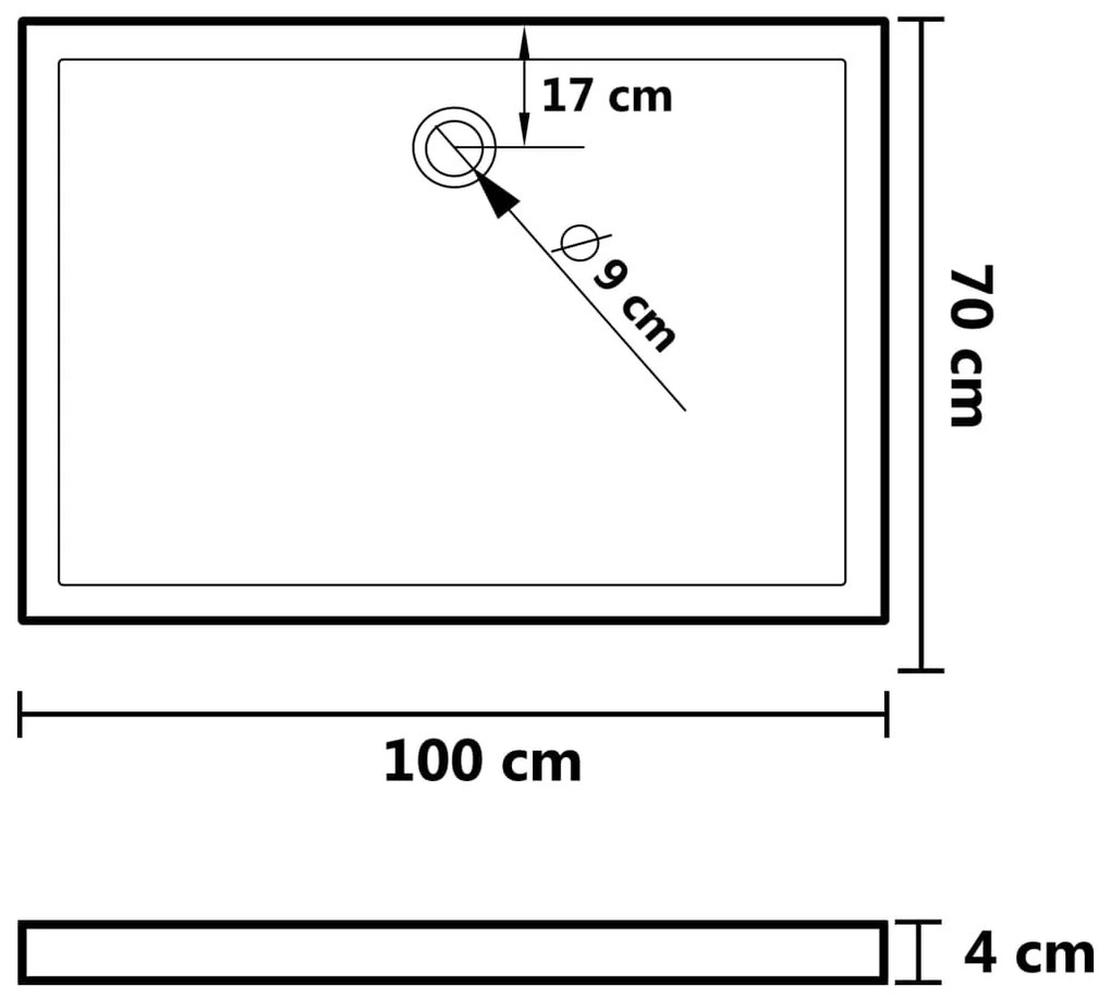 Sprchová vanička - ABS - 70x100 cm | černá