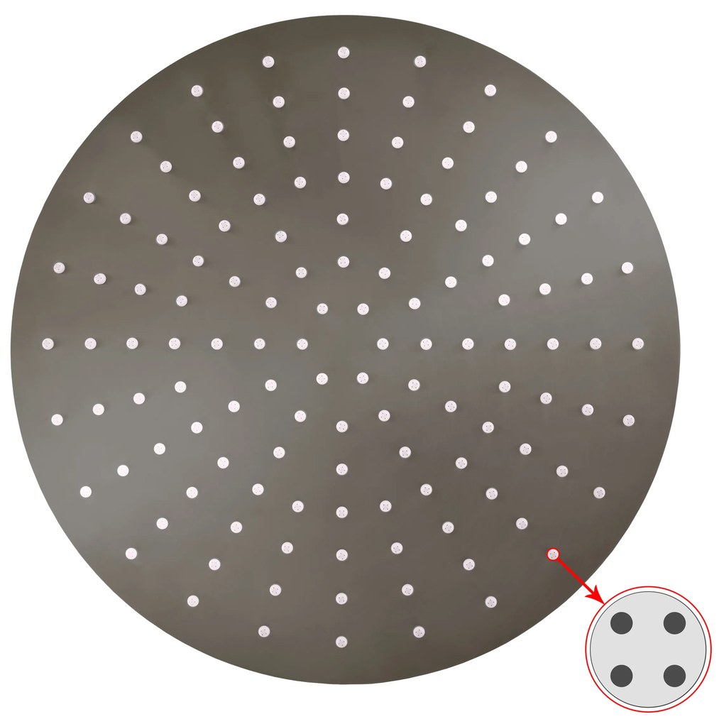 Slezák - RAV Hlavová sprcha kulatá kovová ø 30 cm s 4-otvorovými tryskami - KS0001/4MGK, Metal Grey kartáčovaná