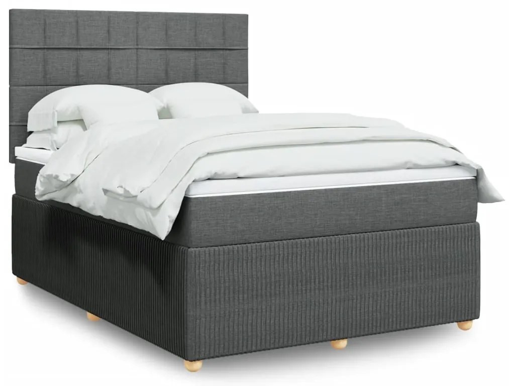 Box spring postel s matrací tmavě šedý 140 x 190 cm textil