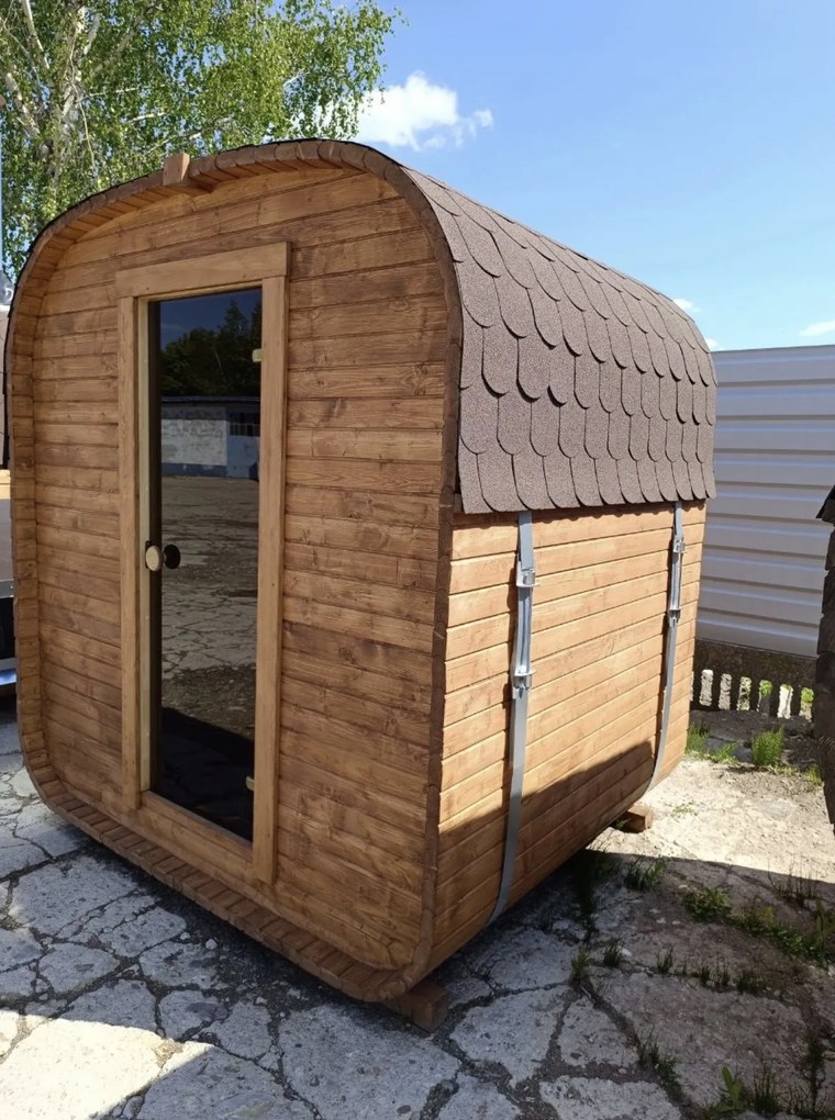 NIKIDO Venkovní zaoblená sauna na dřevo nebo elektřinu LILLY 180x220 pro 4 osoby