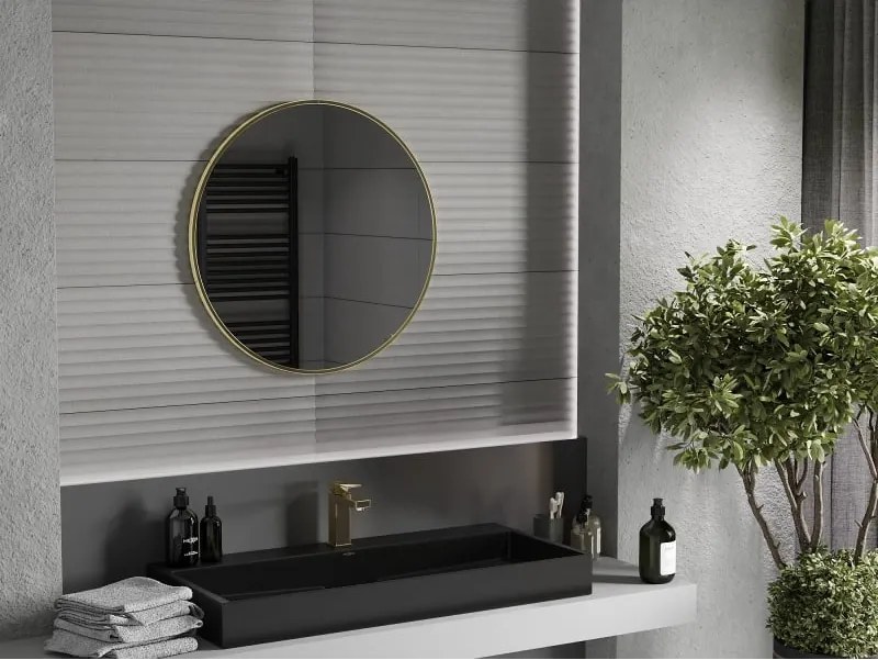 Mexen Loft kulaté koupelnové zrcadlo 70 cm, zlatý rám - 9850-070-070-000-50