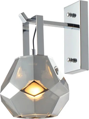 Nástěnné svítidlo DIAMONDRA | Ø18x14,5cm, kouřové sklo + lesklý chrom | Aca Lighting (V371481WG)