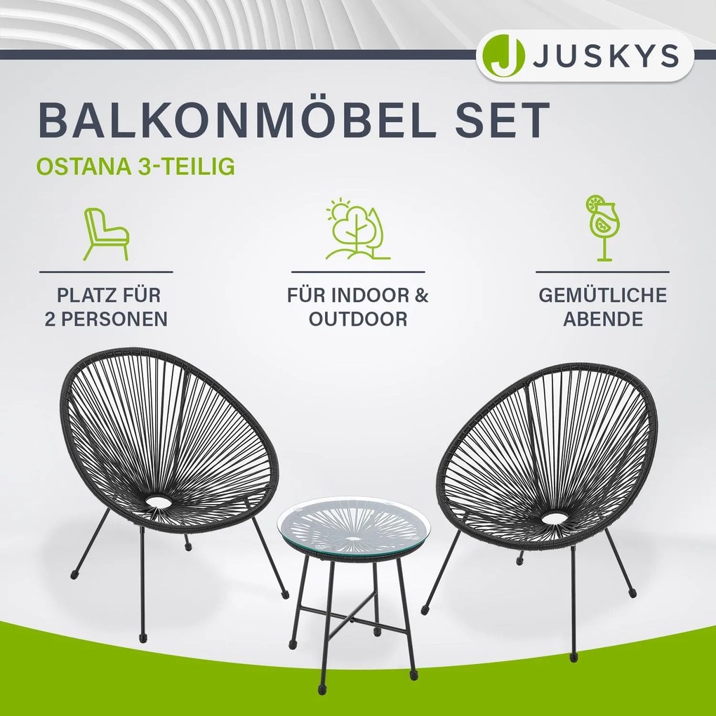 Juskys Balkonový set Ostana, 3 díly Barva: světle šedá