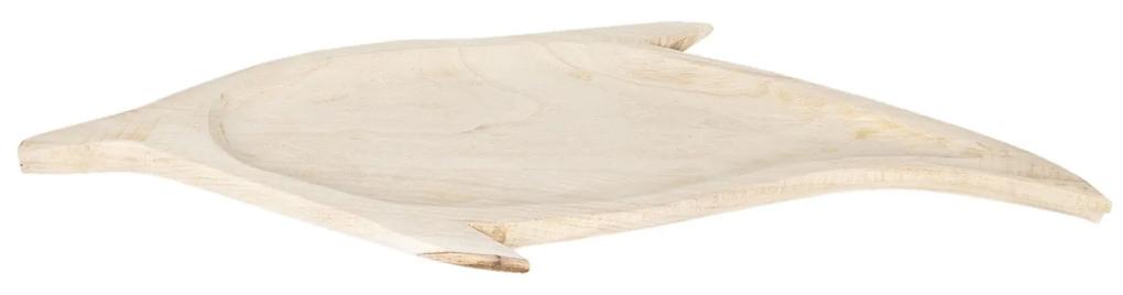 Světle hnědý dřevěný tácek ve tvaru delfína - 65*36*3 cm
