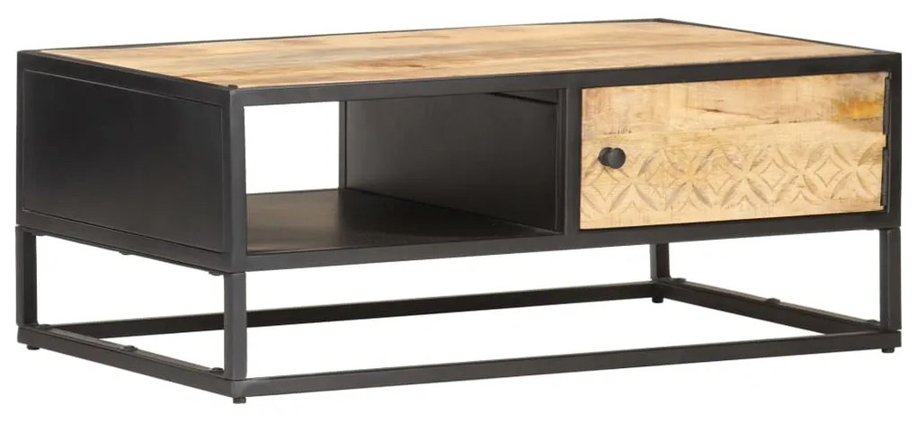 vidaXL Konferenční stolek vyřezávaná dvířka 90x55x36cm hrubý mangovník