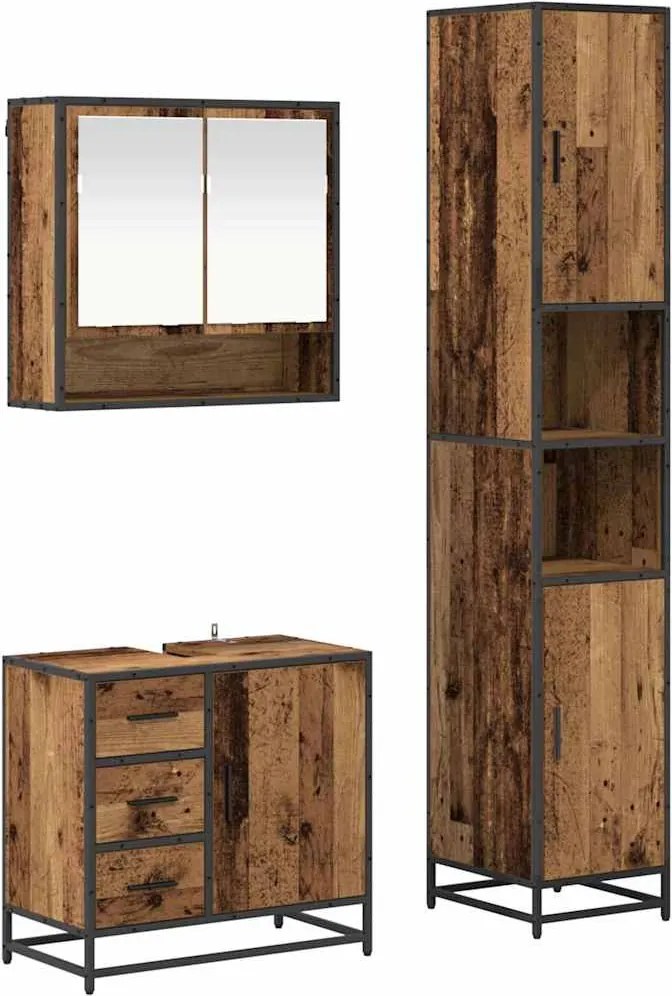 Sada koupelnového nábytku 3 ks Staré dřevo 35 x 37,5 x 188,5 cm 3402548
