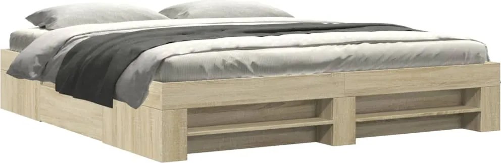 Rám postele bez matrace Dub Sonoma 200x200cm Dřevěné konstrukce 3295445