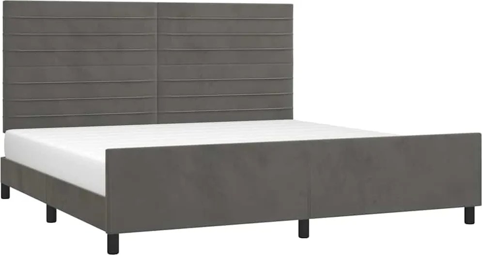 Rám postele bez matrace tmavě šedý 200 x 200 cm samet 3125837