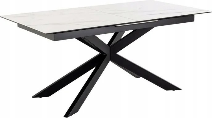 Jídelní rozkládací stůl Irwine 168/210 cm bílý mramor/černý