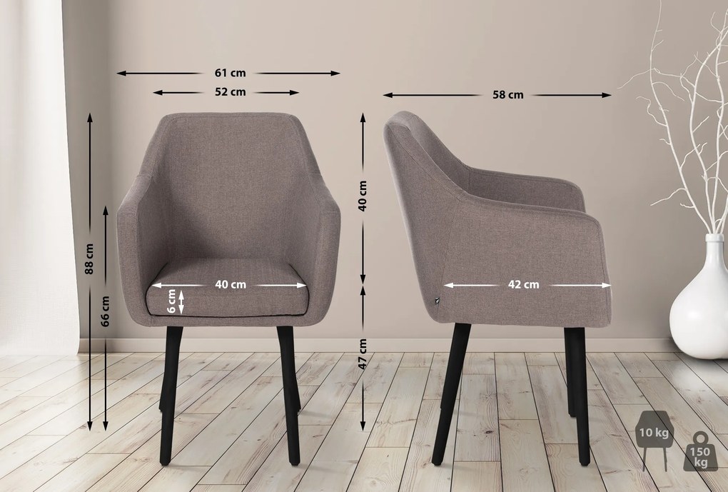 Konferenční židle Utrecht látka černá konstrukce – taupe