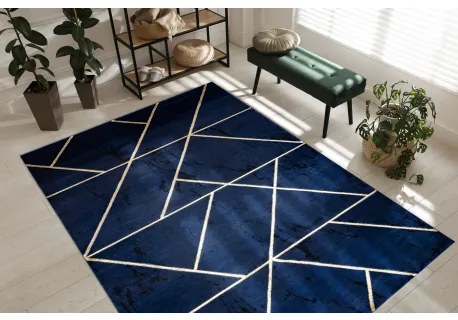 koberec EMERALD výhradní 1012 glamour, stylový geometrický tmavě modr velikost 200x290 cm | krásné koberce cz