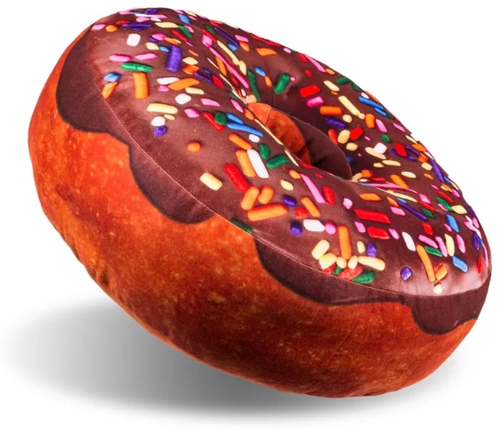 Tutumi Plyšový polštář velký Donut choco chips 45x17cm