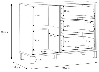 Komoda se zásuvkami OREN hnědá/černá