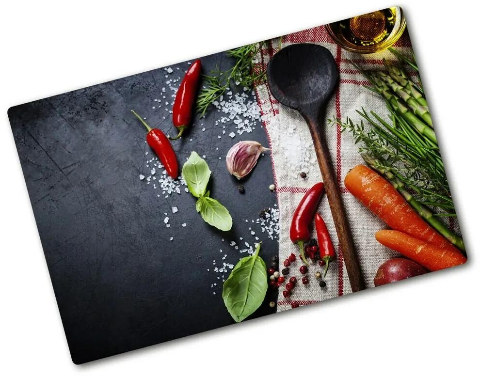 Wallmuralia Kuchyňská deska velká skleněná ingredience 80x52 cm