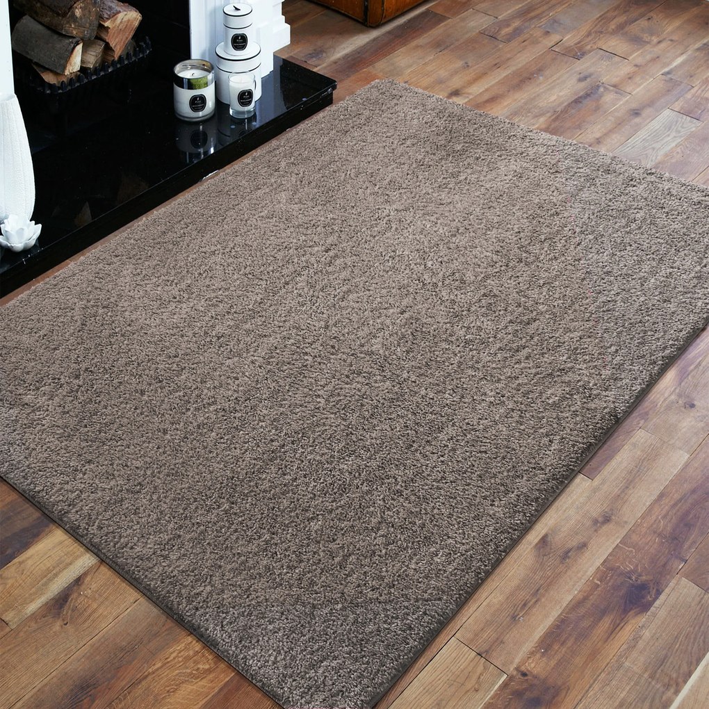 DY Hnědý neklouzavý koberec shaggy Camel Rozměr: 60x100 cm