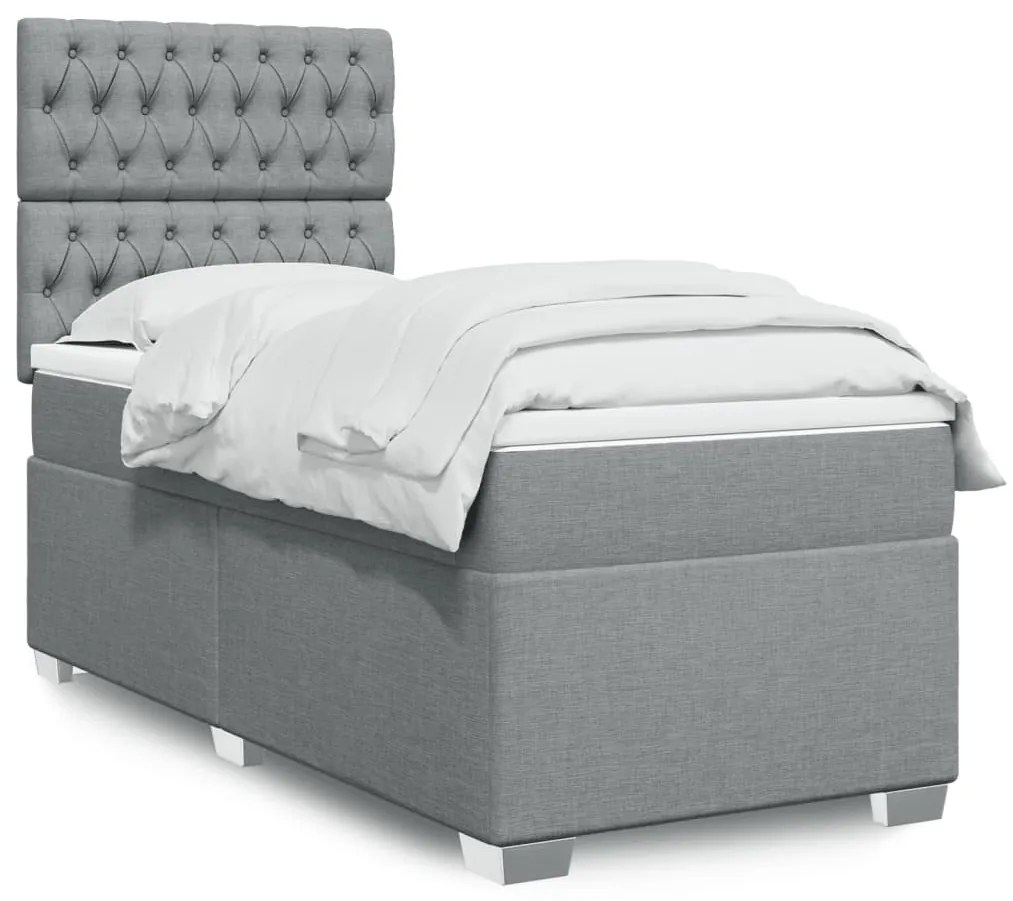 Box spring postel s matrací světle šedý 100 x 200 cm textil 3290406