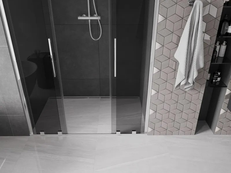 Mexen Velar Duo, posuvné sprchové dveře do otvoru 140 cm, 8mm šedé sklo, chromová, 871-140-000-42-01