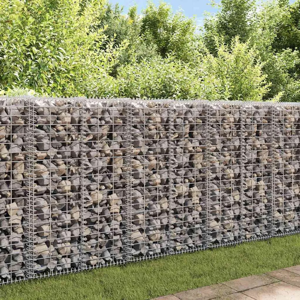 Gabionová zeď s víky z pozinkované oceli 20 x 20 x 100 cm 143575