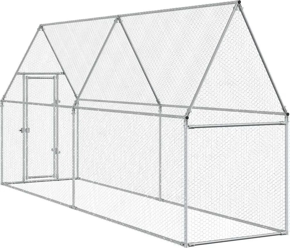 Klec pro kuřata stříbrná 400 x 100 x 190 cm pozinkovaná ocel 172551