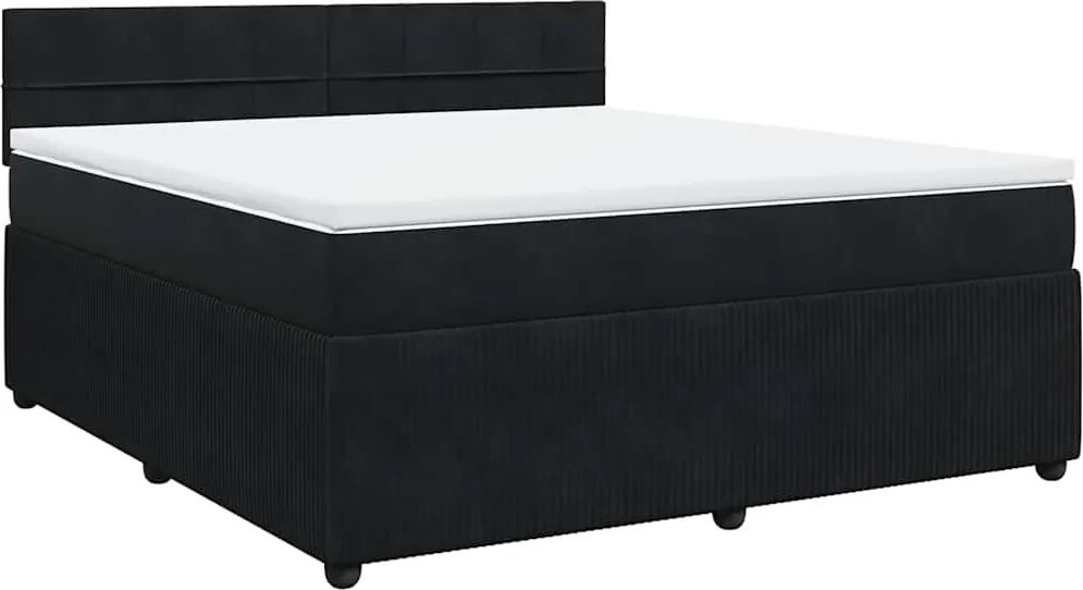 Box spring postel s matrací černá 180x200 cm samet 3290108