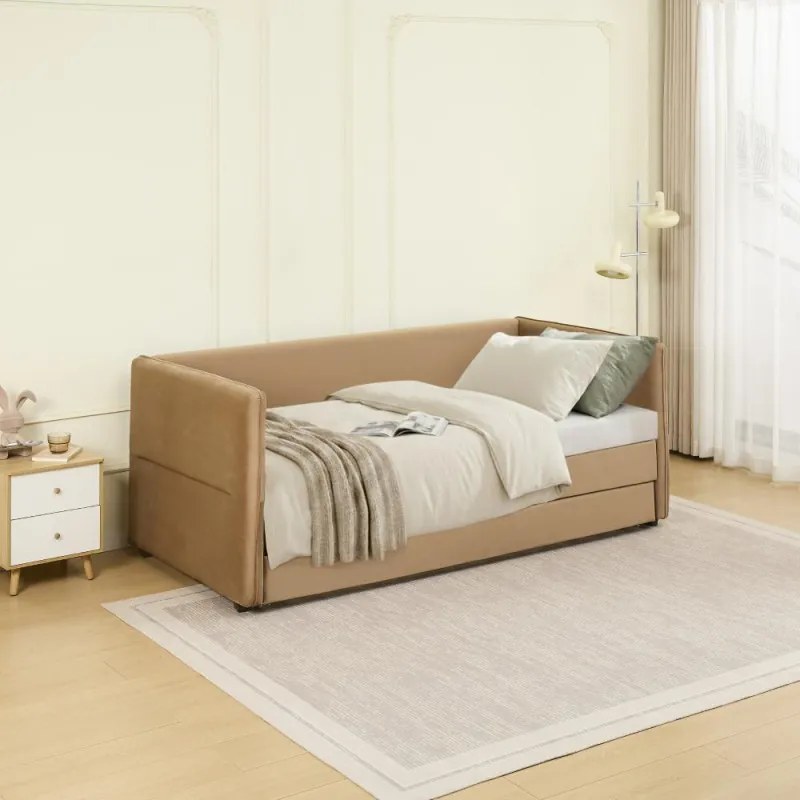 Postel s výsuvnou přistýlkou, hnědá, 90x200, TALNIA Kondela 0000416480