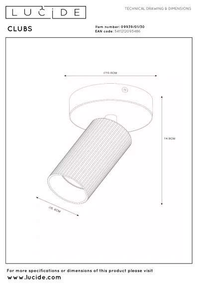 Lucide 09939/01/30 - Nástěnné bodové svítidlo CLUBS 1xGU10/40W/230V černá