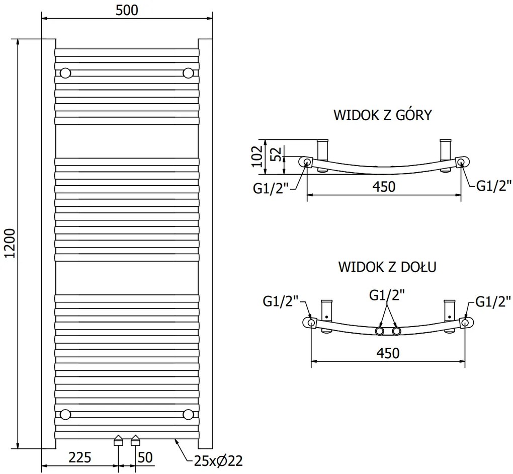 Mexen Ares, elektrické topné těleso 1200x500 mm + topná tyč 600 W, antracitová, W102-1200-500-2600-66