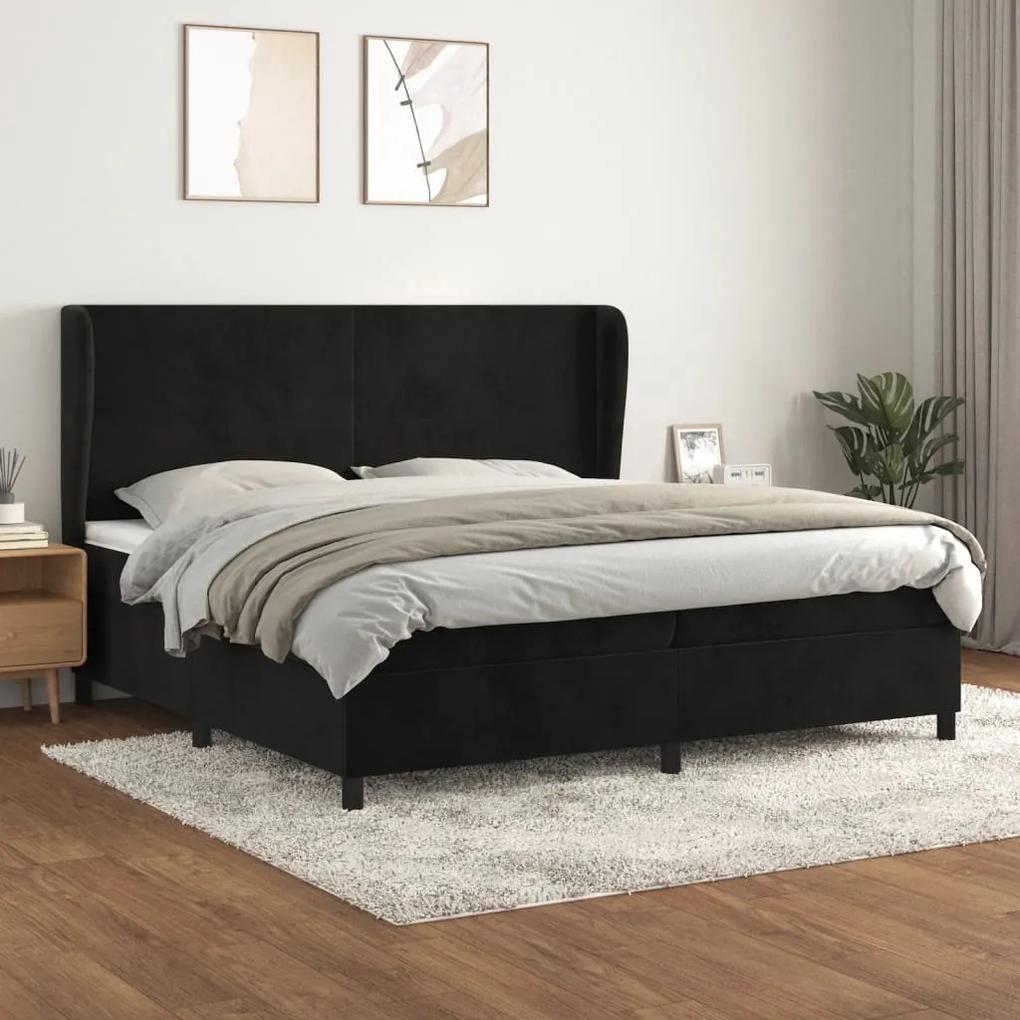 Box spring postel s matrací černá 200x200 cm samet,  3129113