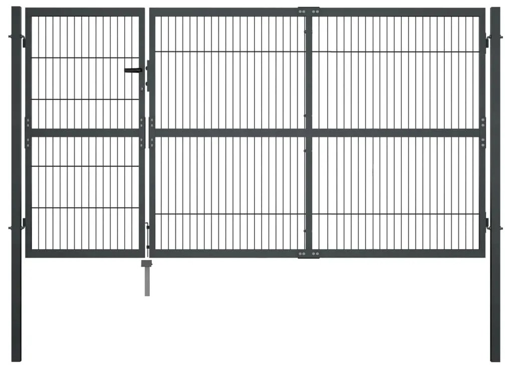 Zahradní brána se sloupky ocel 350 x 140 cm antracitová 144401