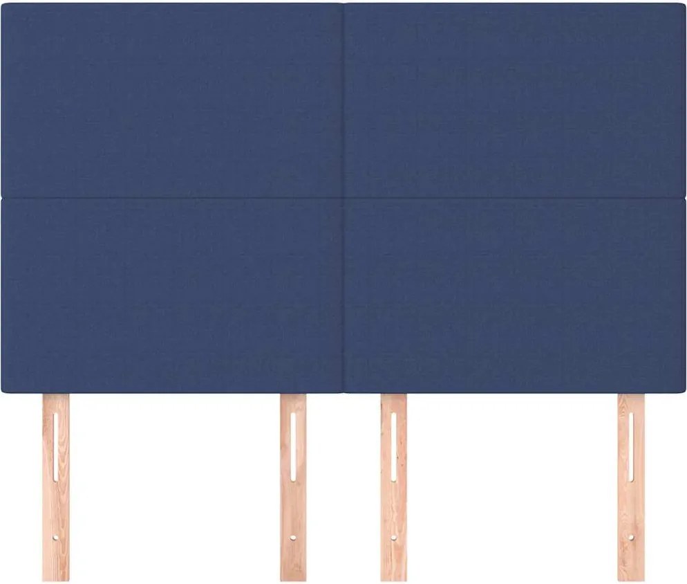 Čelo postele modré 144x5x118/128 cm látkové 3116056