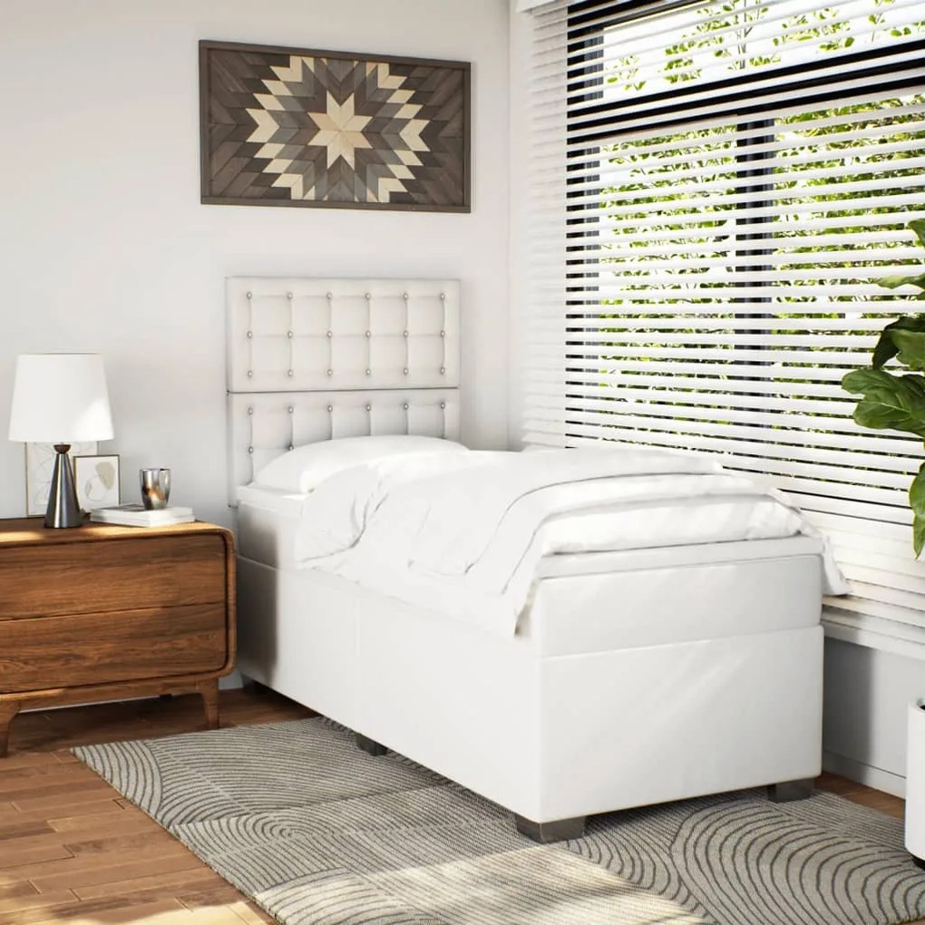 Box spring postel s matrací bílá 100x200 cm umělá kůže 3290709