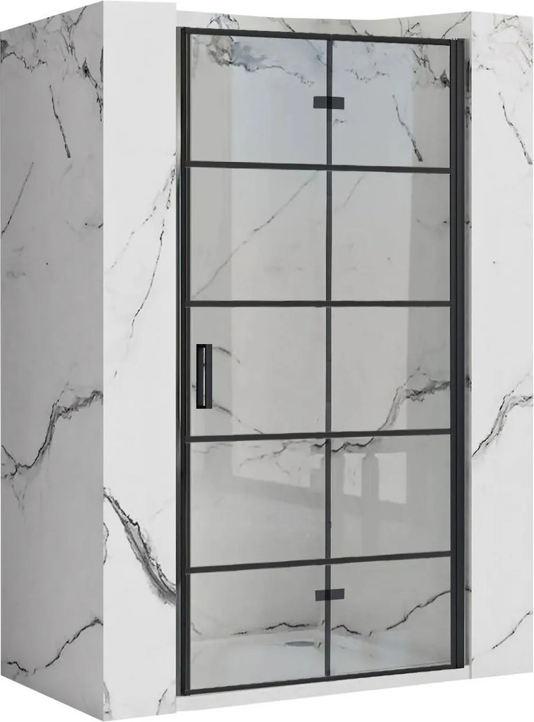 Rea Molier, skládací sprchové dveře 80x190cm do otvoru, 6mm čiré sklo, černý profil, KPL-K9537