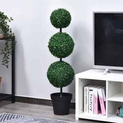Outsunny Umělý buxus s 3 koulemi Ø 30 x 112H cm Zelený