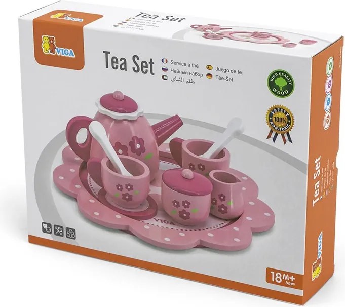 Dřevěný čajový set s tácem Viga