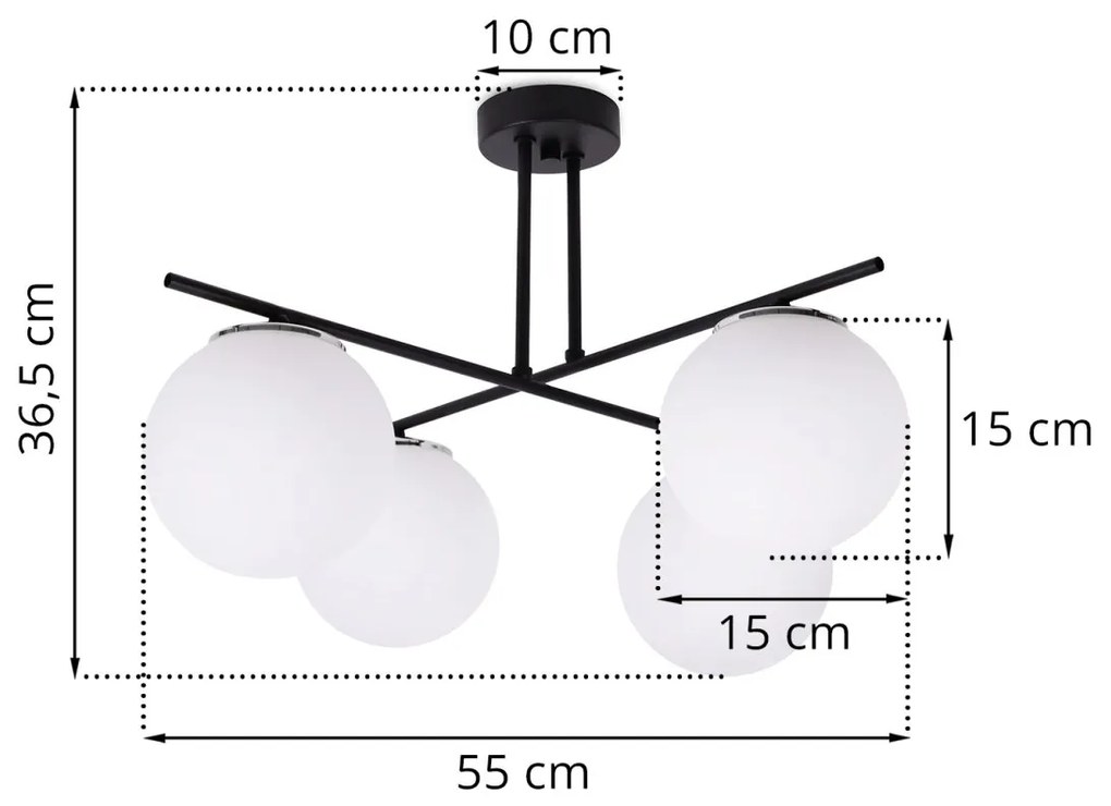 Stropní svítidlo Florence, 4x bílé skleněné stínítko, ch