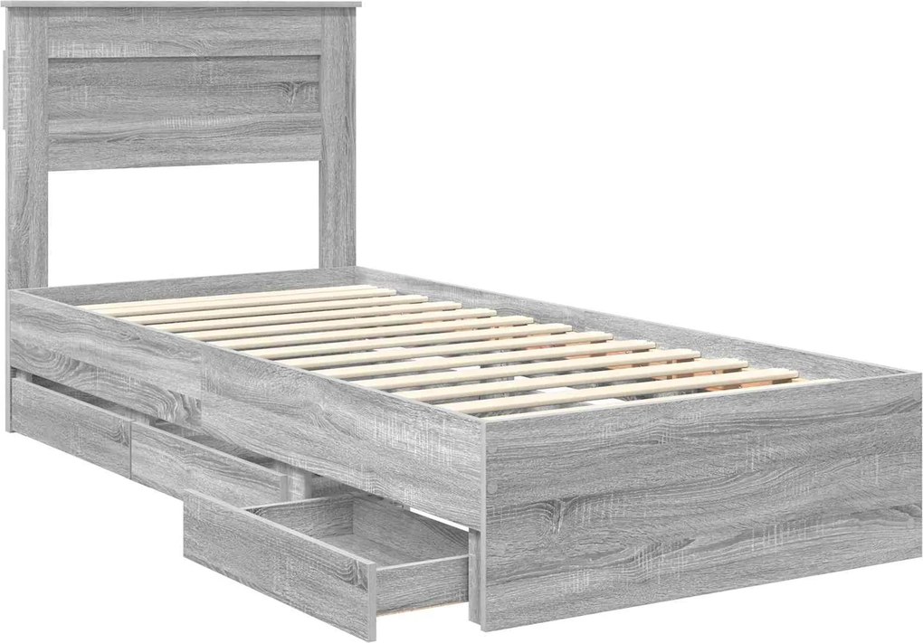 Rám postele s čelo Šedá Sonoma 100 x 200 cm Inženýrské dřevo 3409872