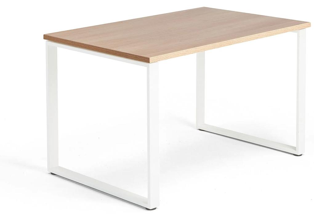 AJ Produkty Psací stůl MODULUS, O-podnož, 1200x800 mm, bílý rám, dub