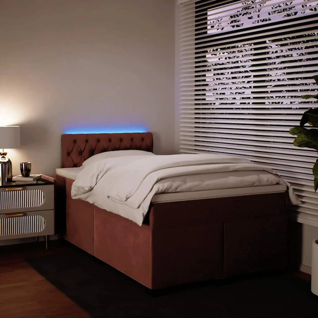 Box spring postel s matrací růžová 120x190 cm samet 3288569