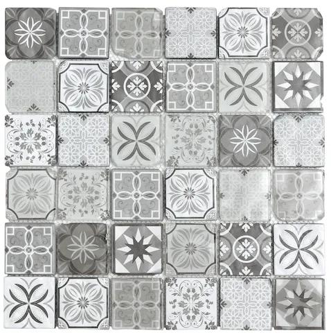 Skleněná mozaika černobílá 30x30 cm mat / lesk PATCHWORK48MIX1