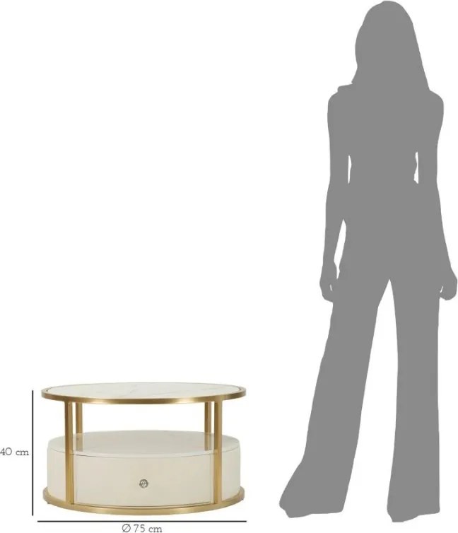 Designový konferenční stolek Pembroke 75 cm bílý