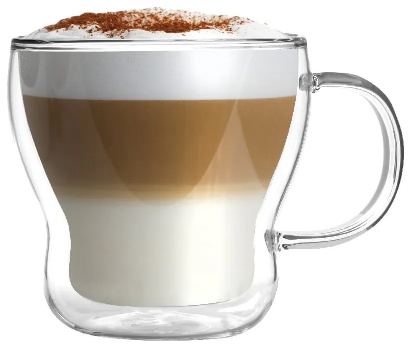 Skleněné hrnky v sadě 2 ks na cappuccino/dvoustěnné 370 ml Bolla – Vialli Design