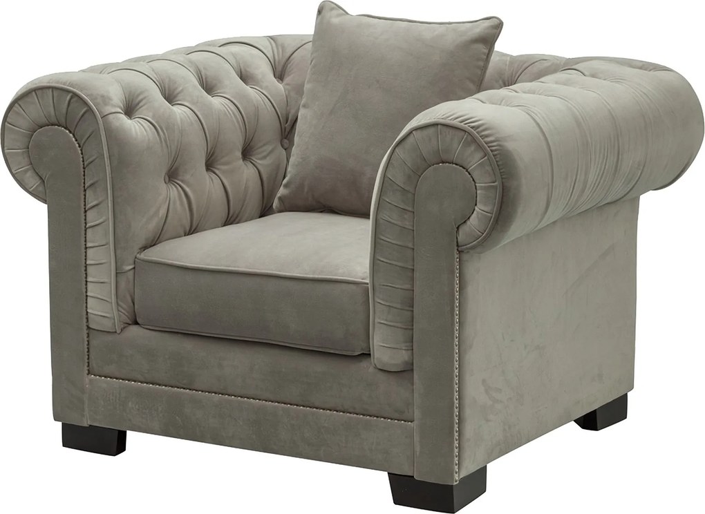 Křeslo Chesterfield Classic Velvet Light Grey 118x96x77cm