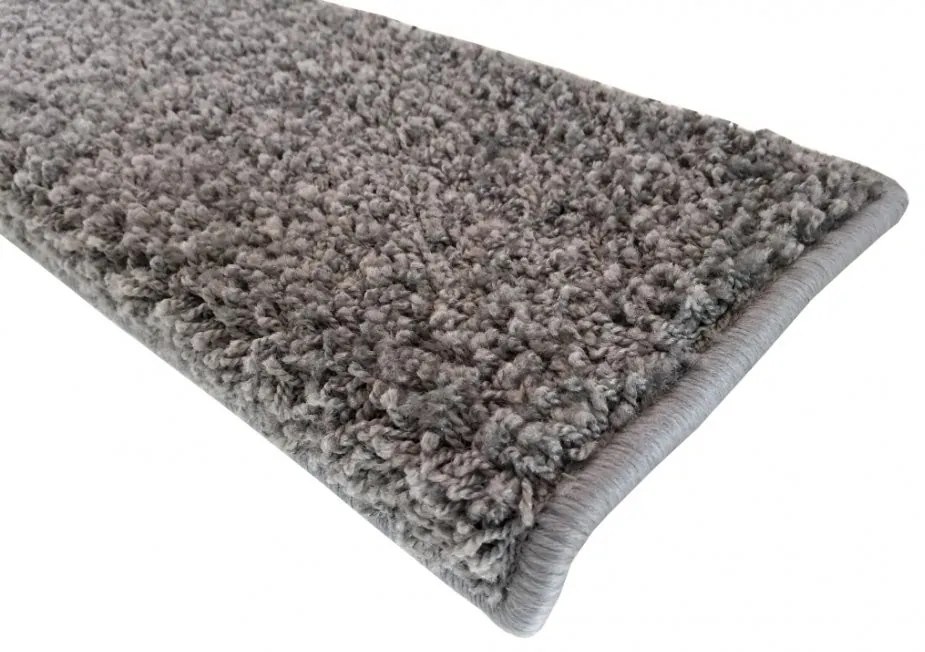 Vopi Nášlapy na schody Color shaggy šedý obdélník, samolepící - 25x80 obdélník (rozměr včetně ohybu)