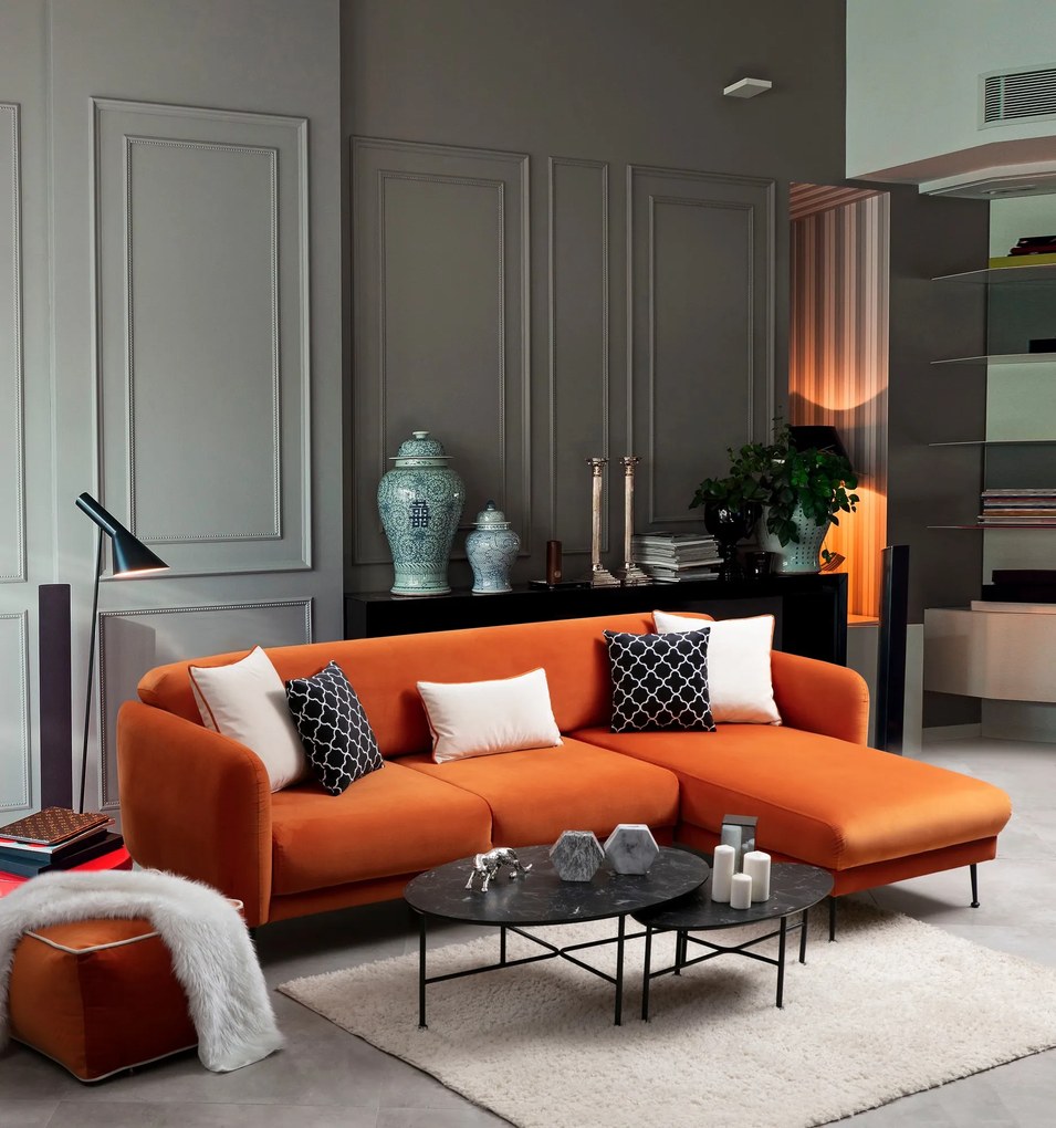 Hanah Home Rohová pohovka SEVILLA pravá oranžová 560ARE1107